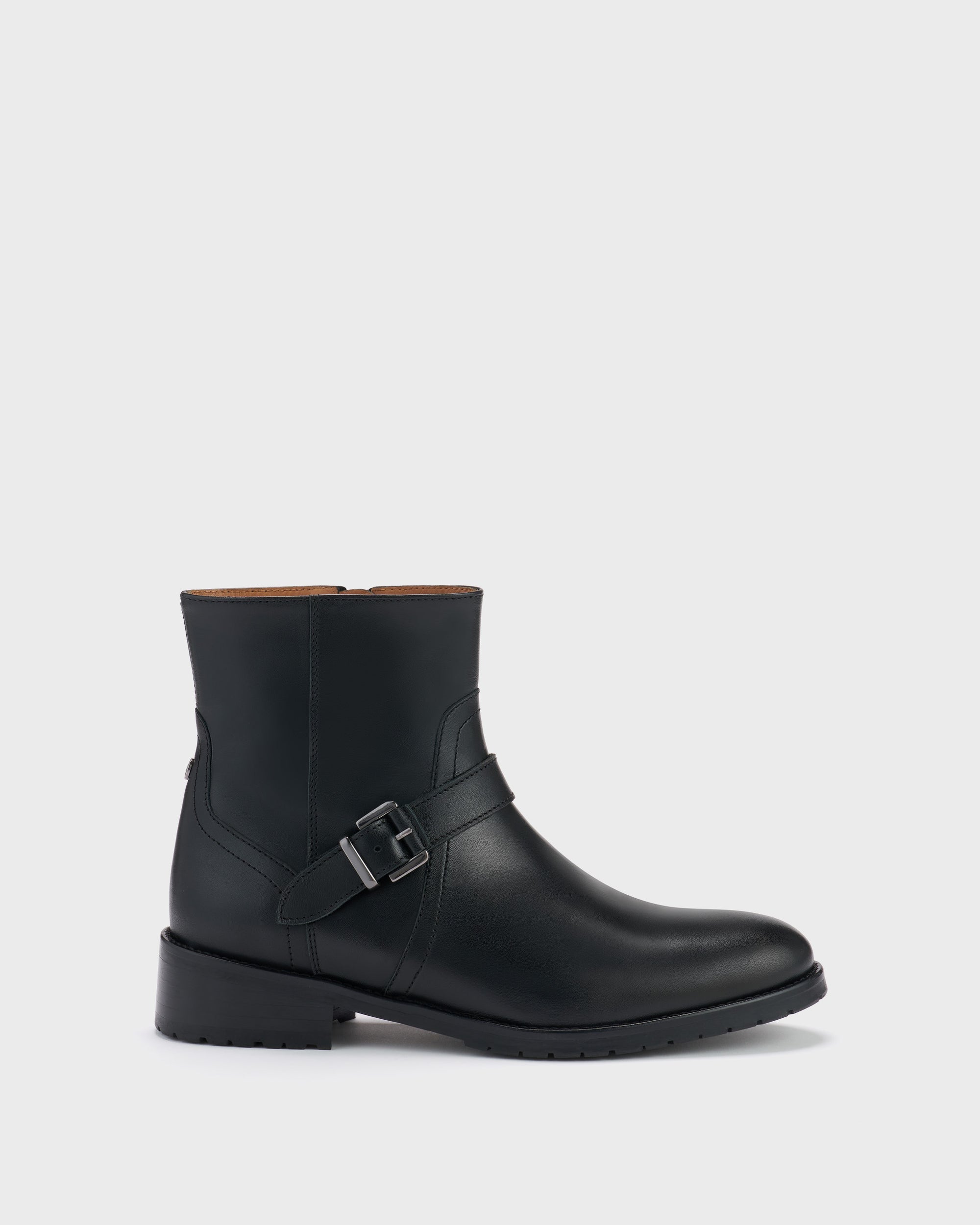 Charlotte Black Leather Ankle Boots | DuoBoots