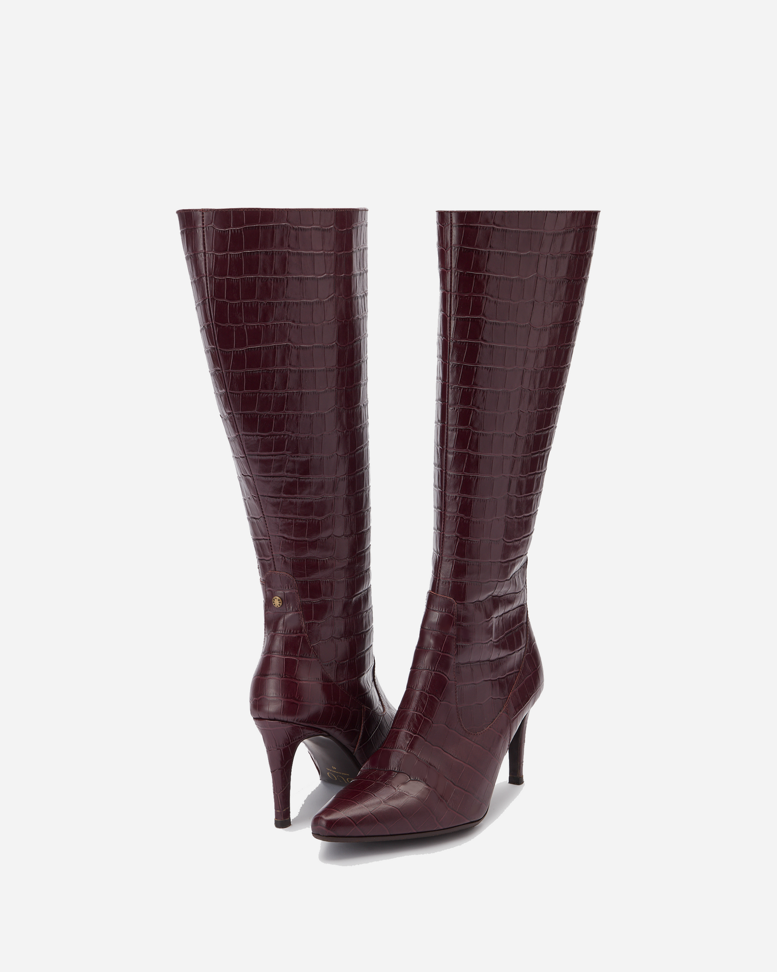 Freya Knee High Boots in Burgundy Croc – DuoBoots