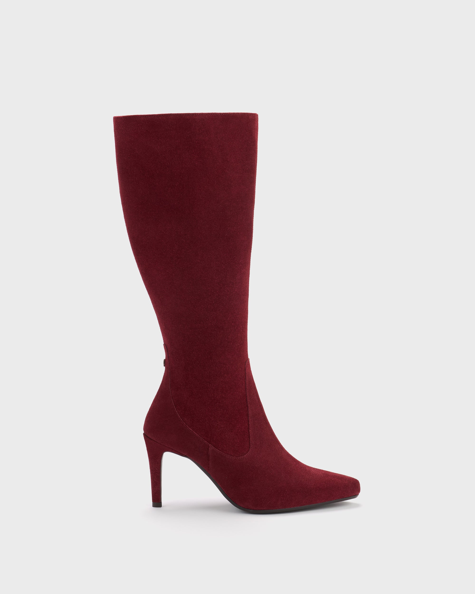 Freya Cherry Red Suede Knee High Boots | DuoBoots