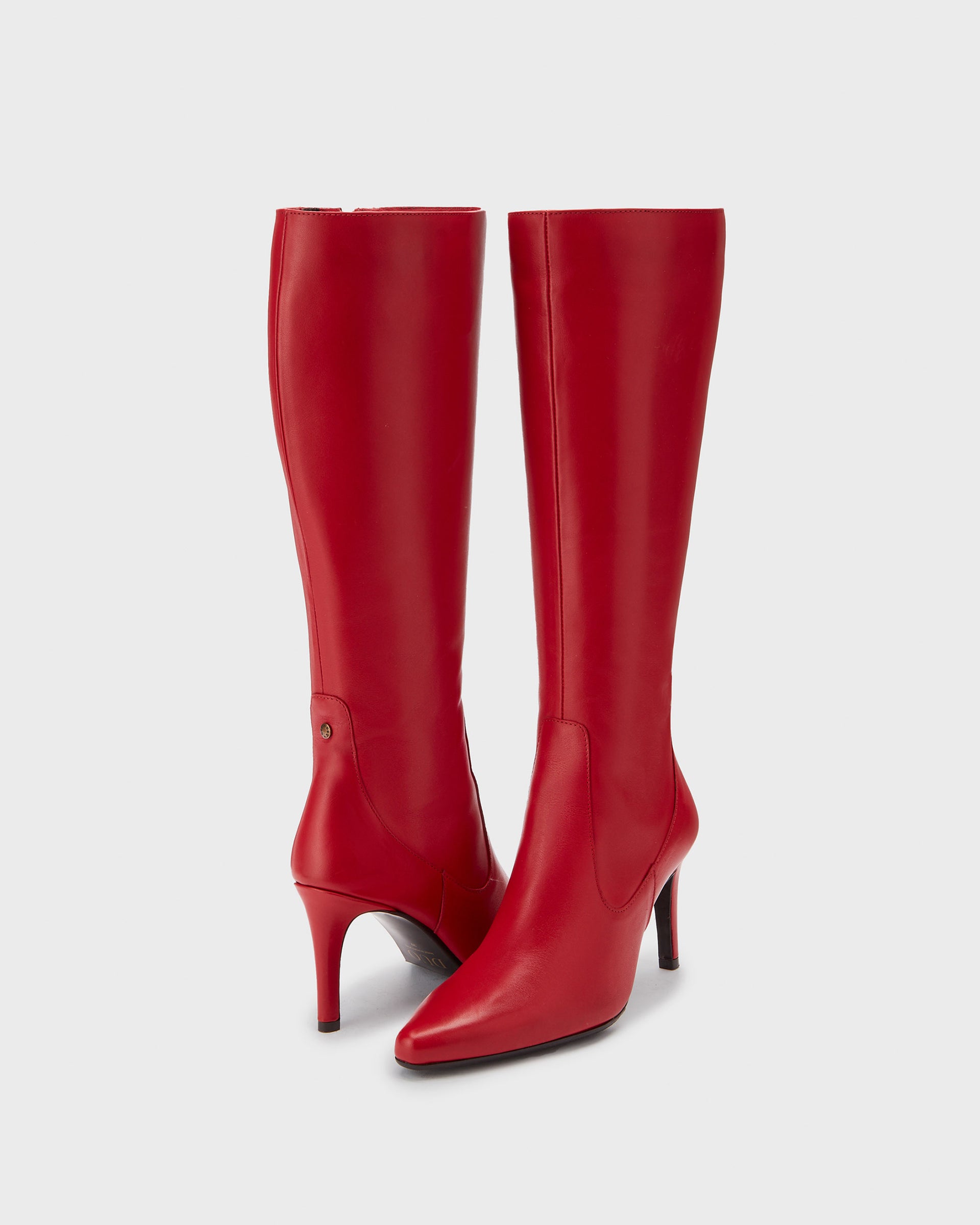 Freya Red Leather Knee High Stiletto Boots | DuoBoots