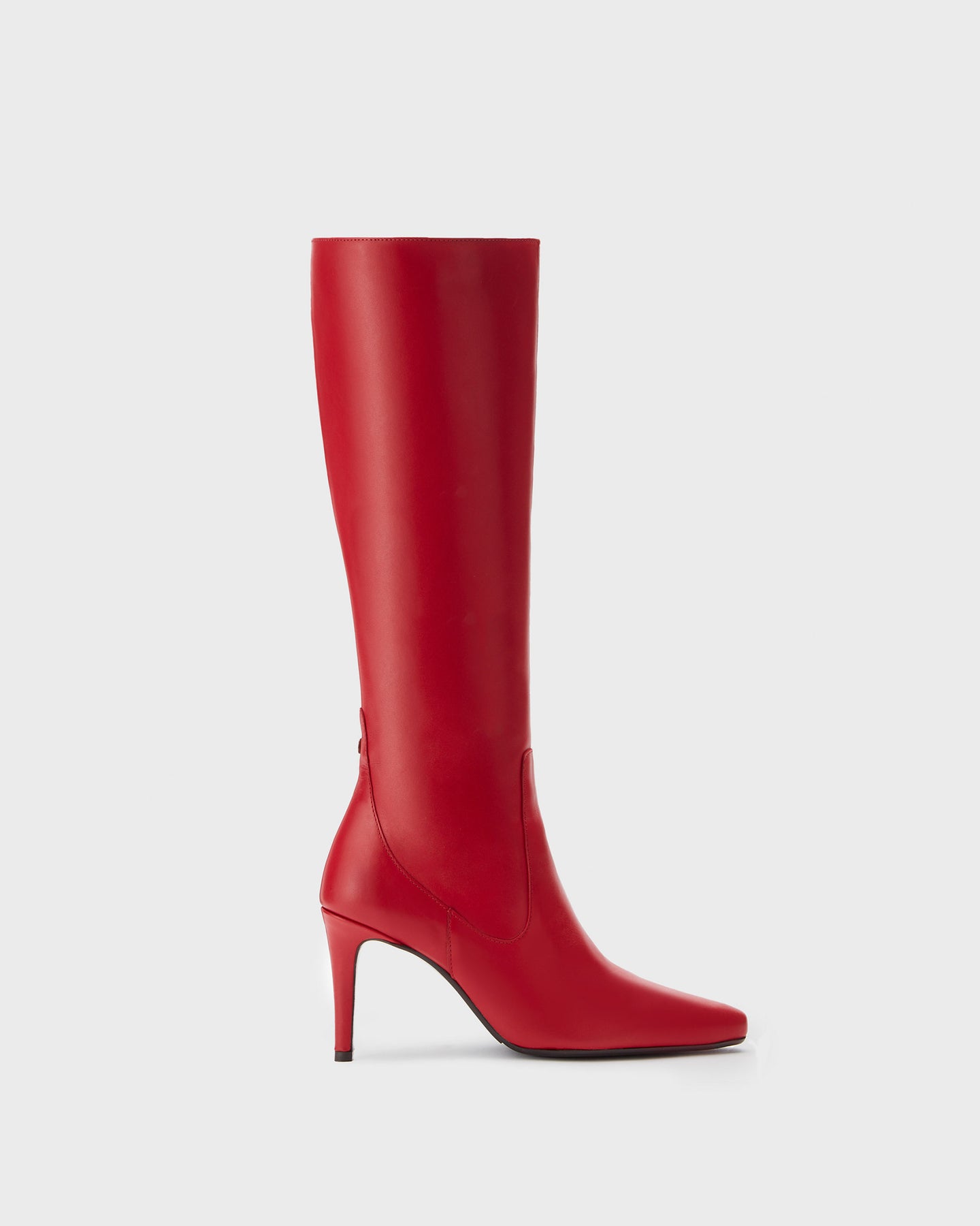 Freya Red Leather Knee High Stiletto Boots | DuoBoots