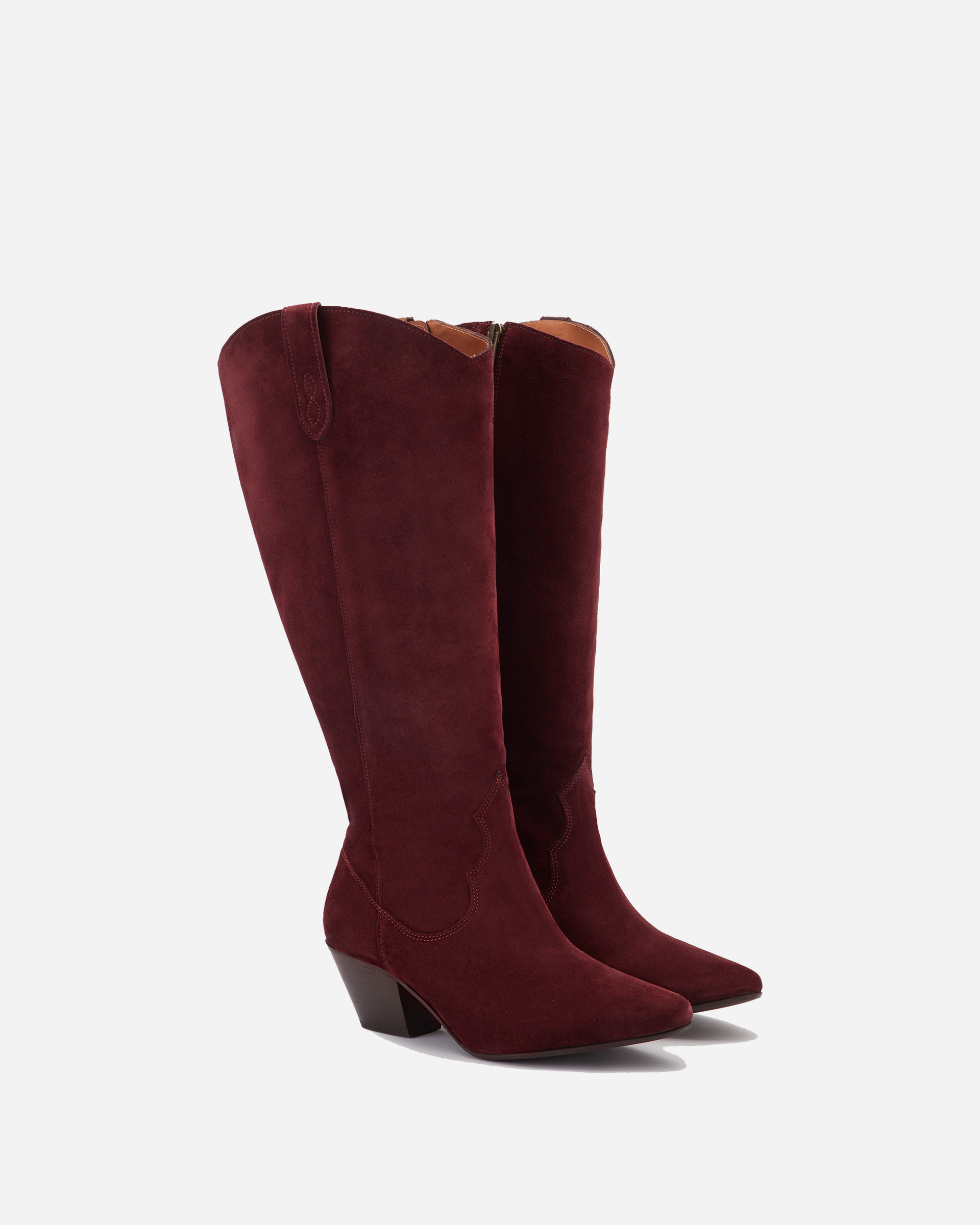 Saffron Knee High Boots in Burgundy Suede – DuoBoots