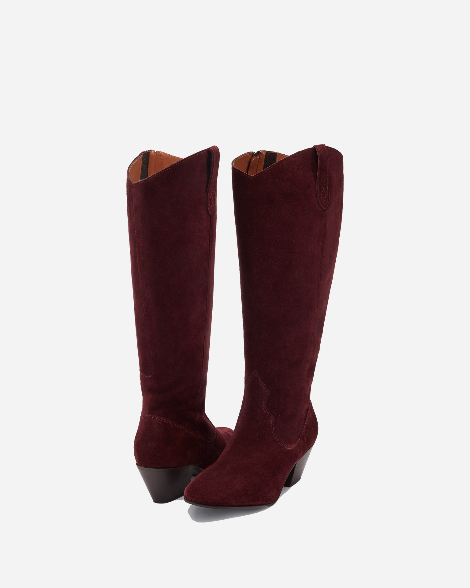 Saffron Knee High Boots in Burgundy Suede – DuoBoots